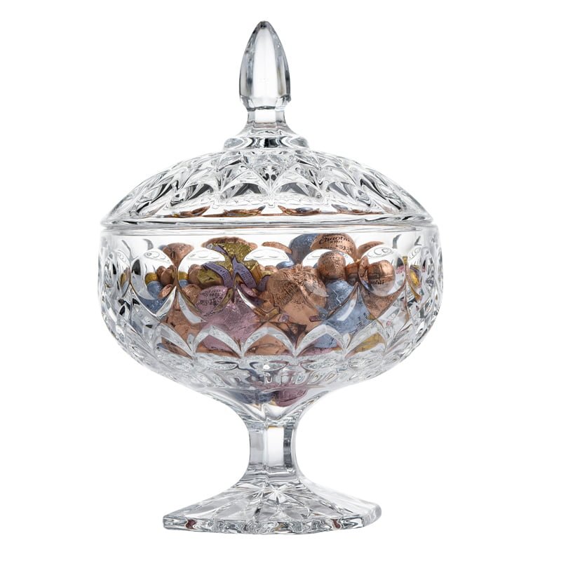 GLASS CANDY BOWL WITH LID - 12 Pcs/Ctn - American Golden Season