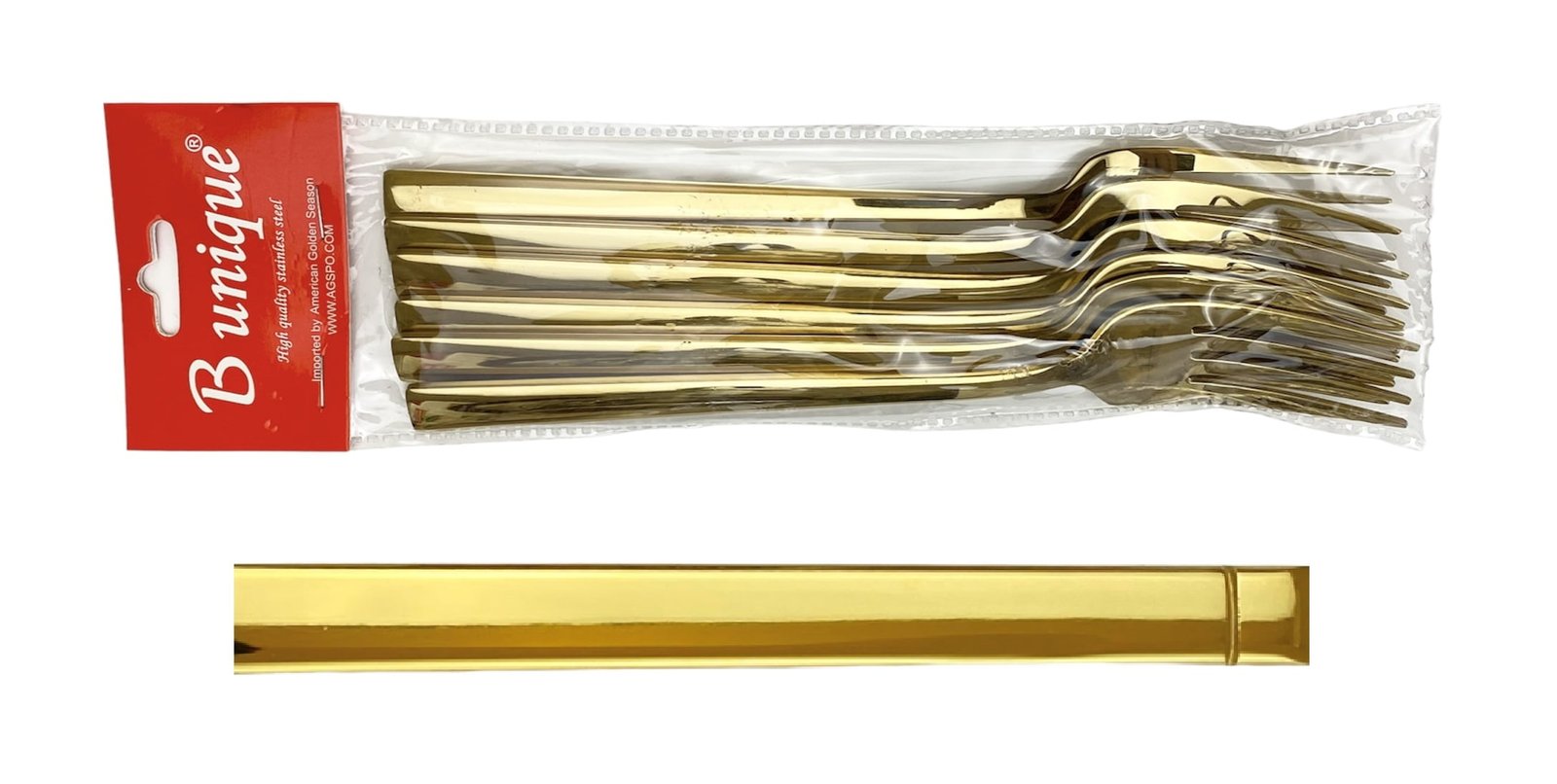 6 Pc Stainless Steel Gold Fork Set - 50 Set/Ctn - American Golden Season