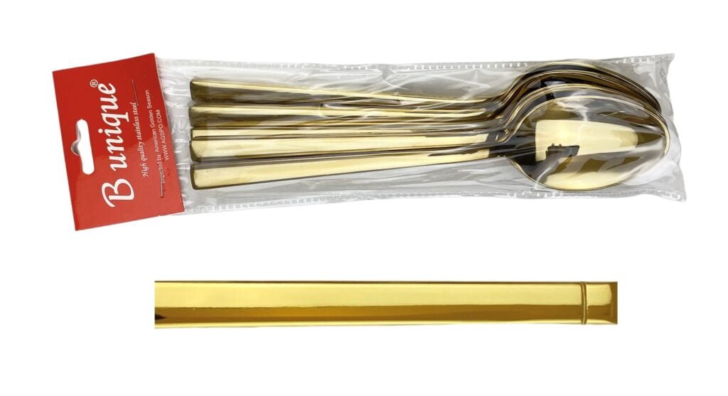 6 Pc Stainless Steel Gold Spoon Set - 50 Set/Ctn - American Golden Season