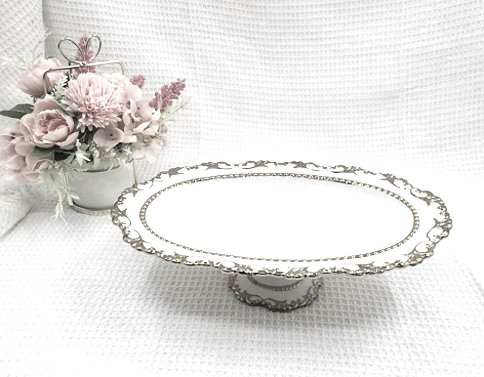 Ceramic Silver Round Plate With Stand, 31cm- 12Pcs/Ctn - American ...